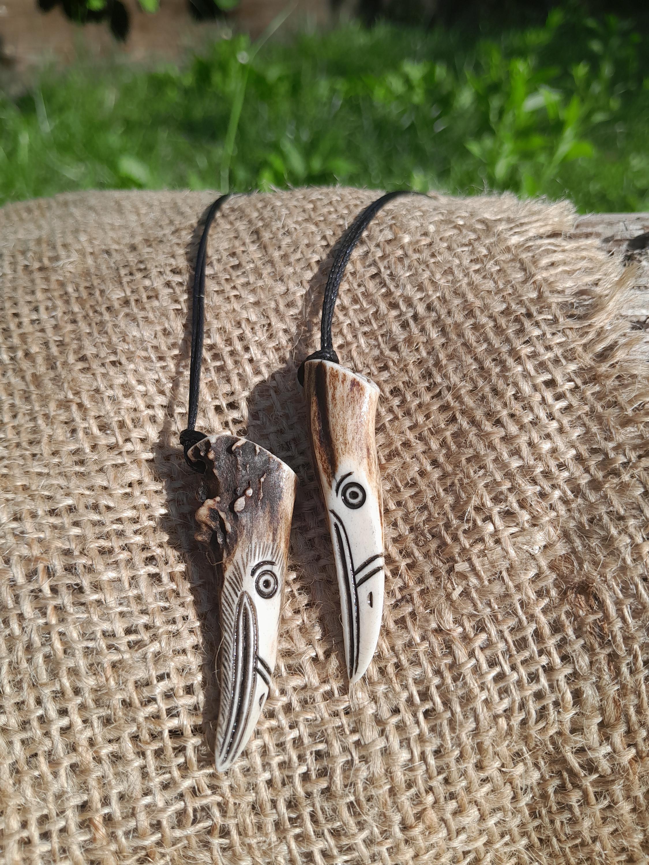 Viking Raven Amulets From Moose Antler – Huginn & Muninn Symbols With ...