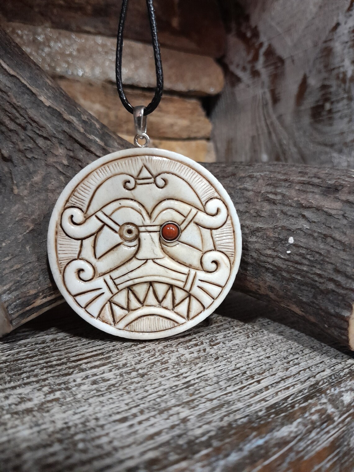 Unique Hand Carved Viking God Odin Face Pendant, Óðinn Amulet ...