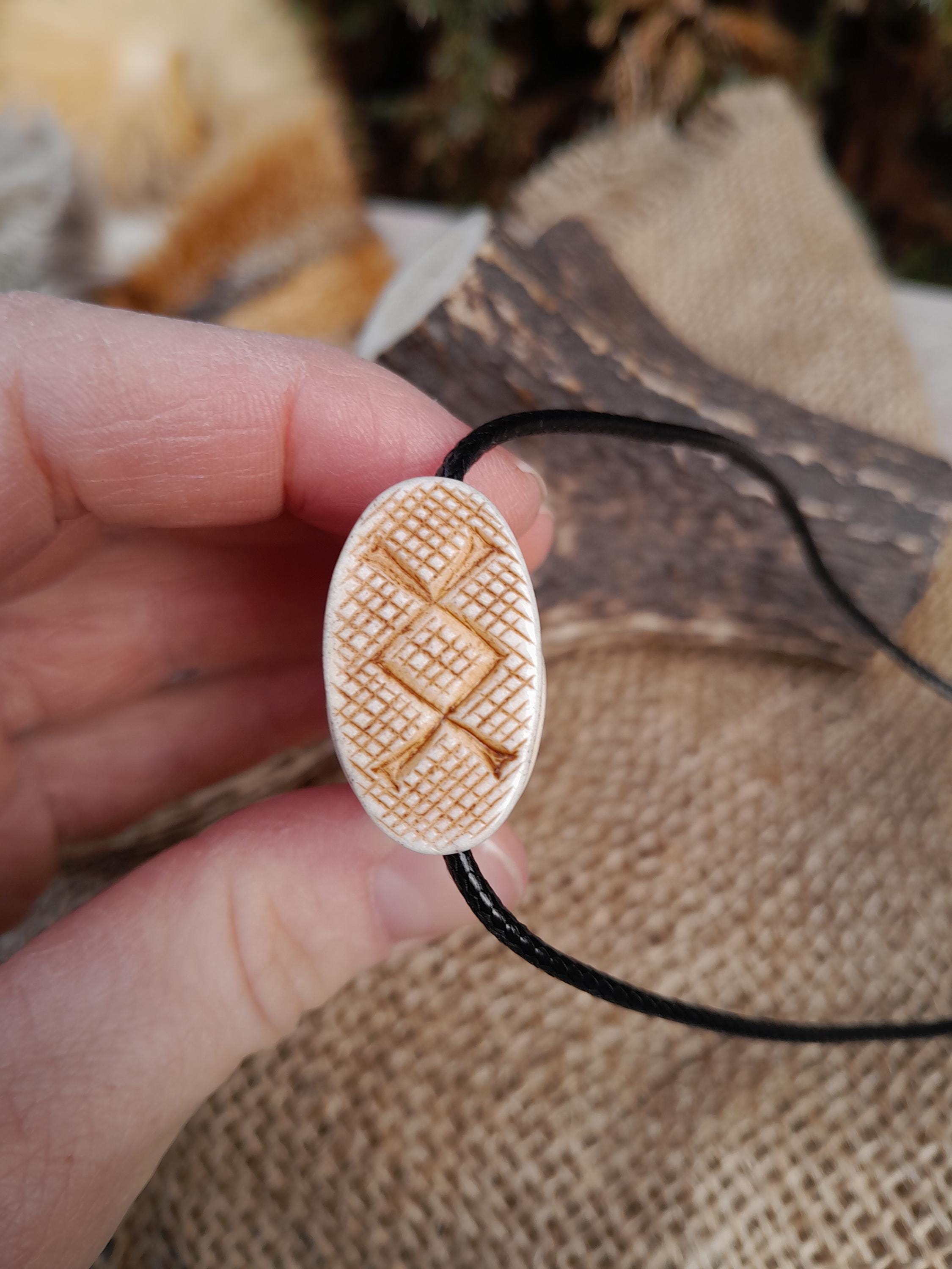 Viking Raven Amulet With Red Eyes and Inguz Rune. Odin’s Raven Head ...
