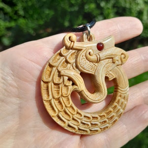 Unique Hand Carved Ouroboros Circle Talisman, Midgard Jormungandr ...