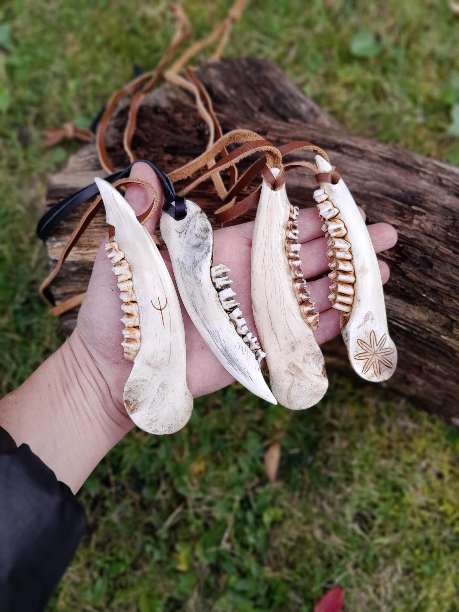 Helm of Awe Pendant | Norse Protection Amulet | Hand-carved Bone ...