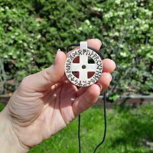 Hand-carved Norse, Viking Solar Cross Pendant With Elder Futhark Ring ...