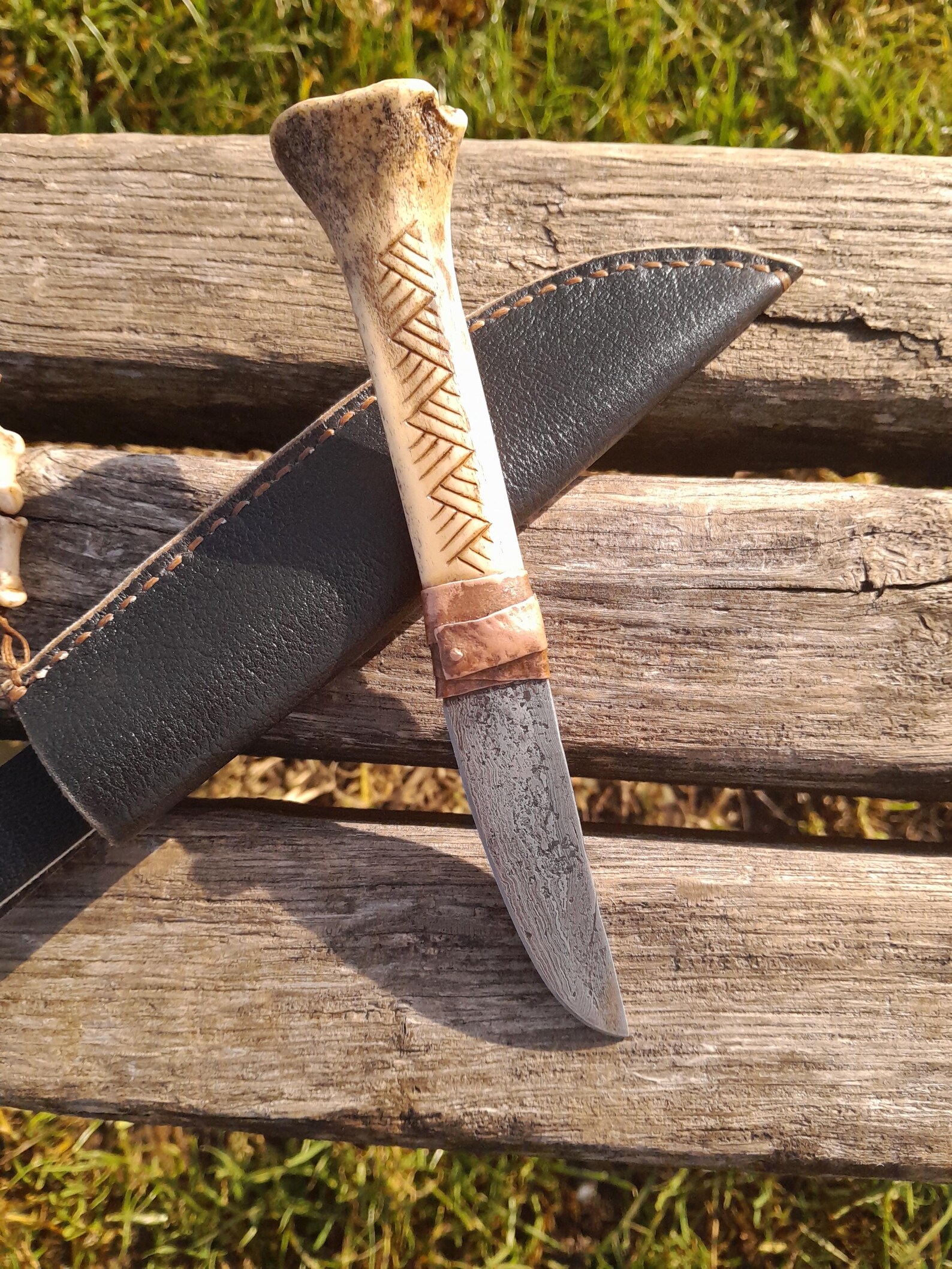 Handmade Vikings Small Pocket Knife "fenrir" With Bone Handle and ...