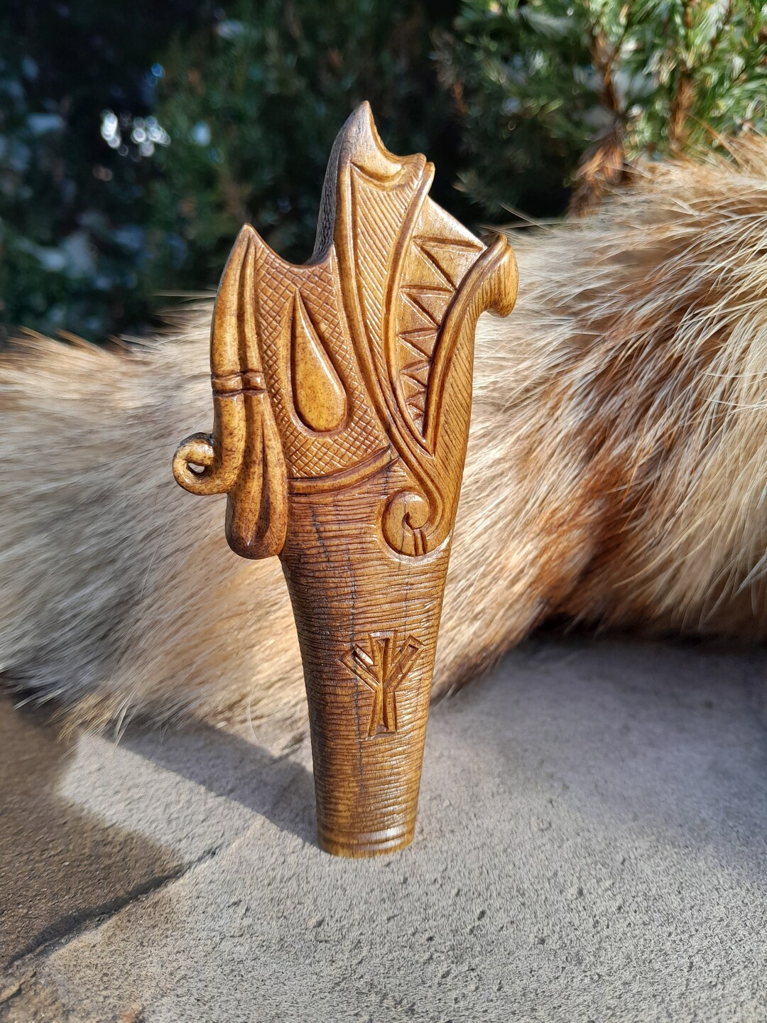 Hand-carved Knife Handle With Dragon's Head. Viking Drakkar. Norse ...