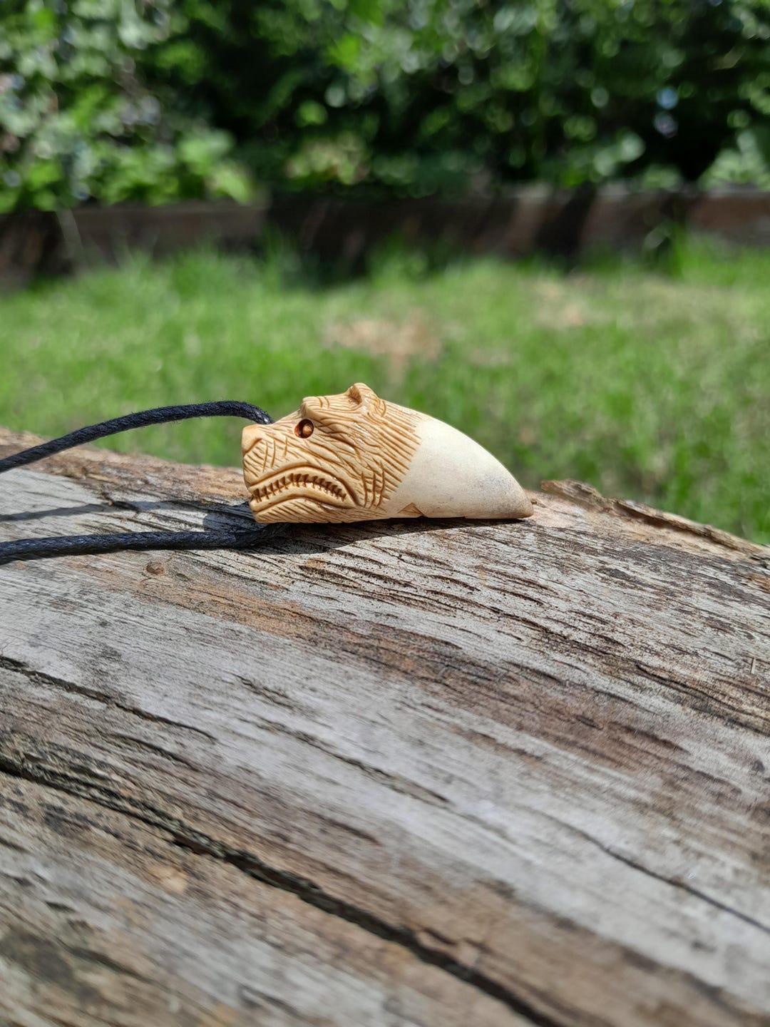 Small Hand-carved Viking Bear Amulet With Algiz Rune. Berserker Warrior ...