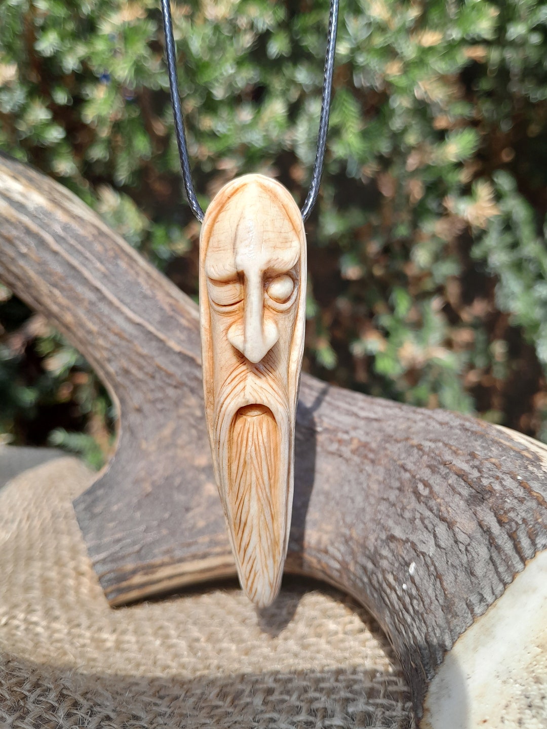Hand-carved Óðinn Amulet. Viking God Odin Face Pendant. Scandinavian ...