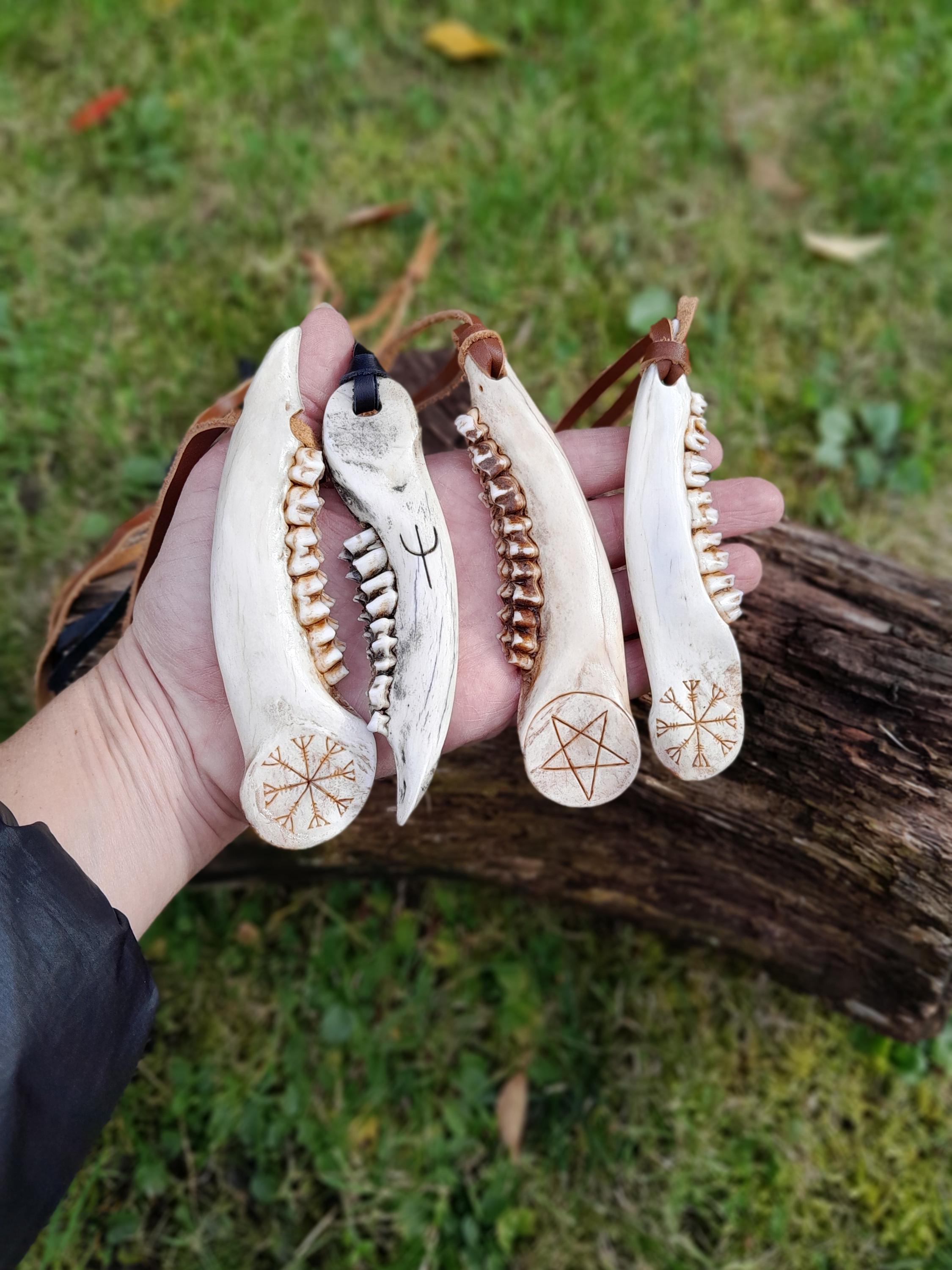 Helm of Awe Pendant | Norse Protection Amulet | Hand-carved Bone ...