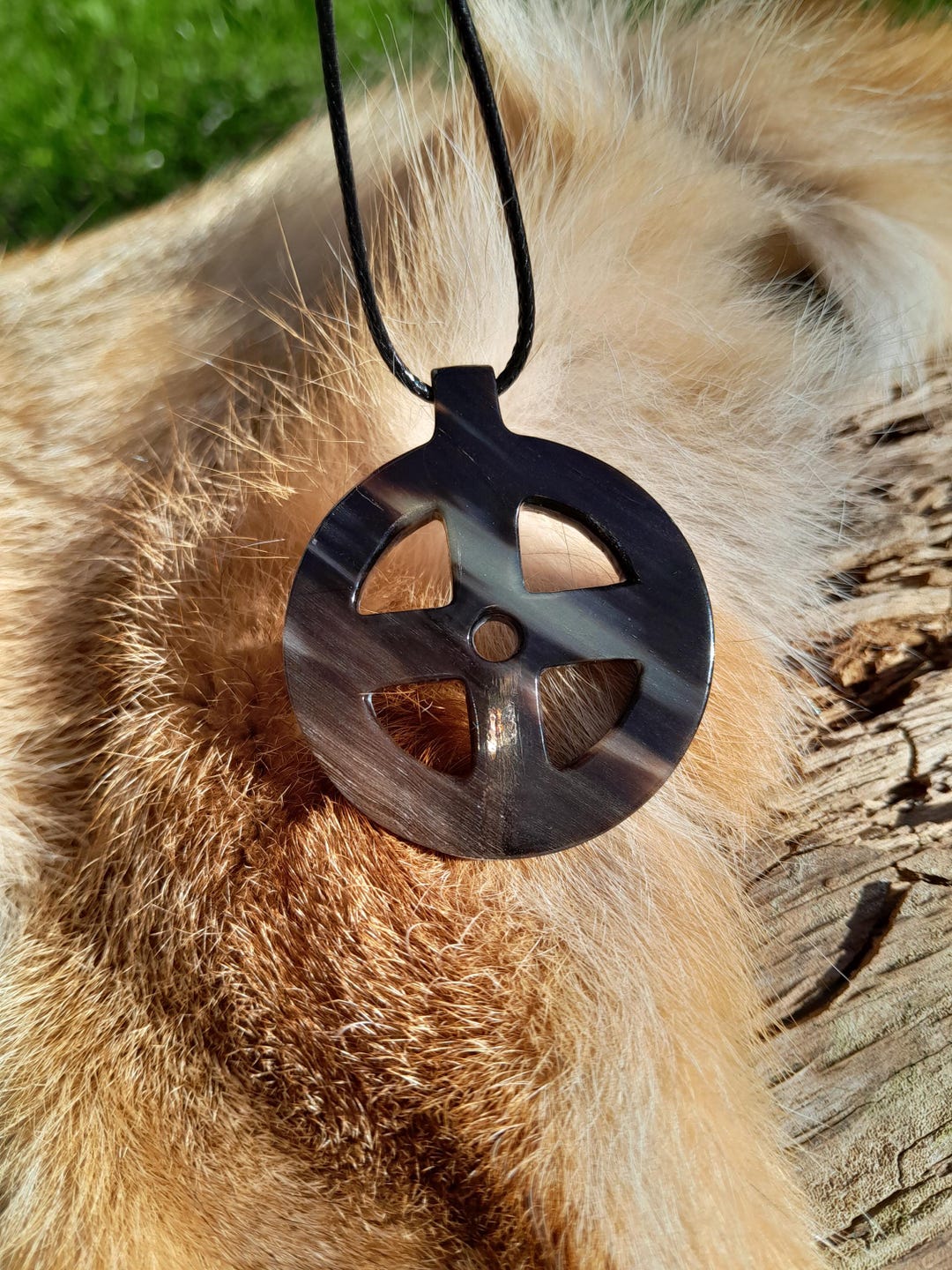 Hand-carved Solar Cross Amulet. Sun Wheel Pendant. Wheel of Life ...