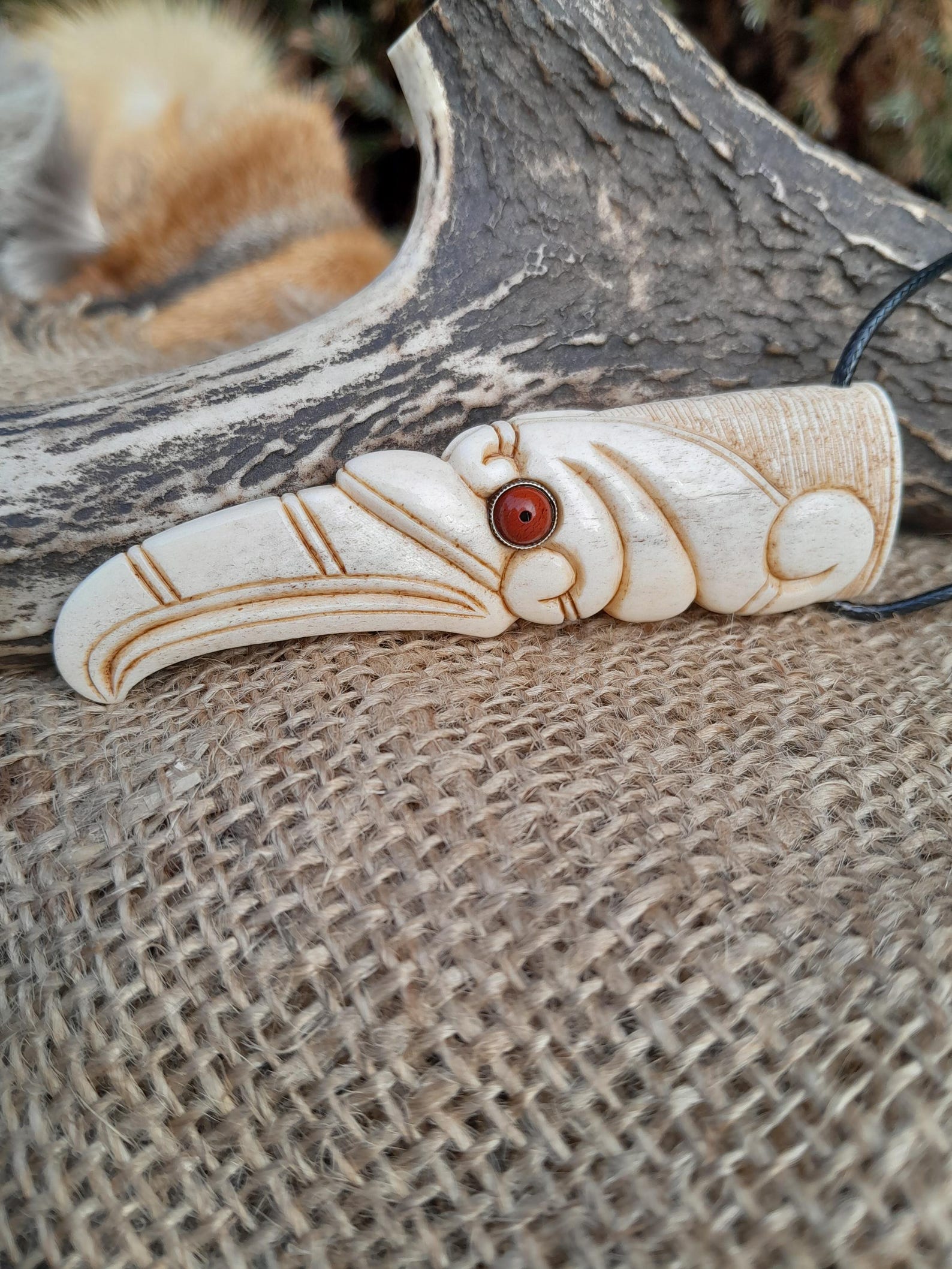 Viking Raven Amulet With Red Eyes and Inguz Rune. Odin’s Raven Head ...