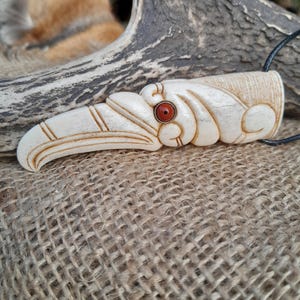 Viking Raven Amulet With Red Eyes and Inguz Rune. Odin’s Raven Head ...