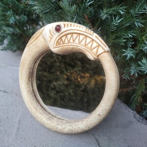 Beautiful and Unique Hand Carved Viking Mirror. Ouroboros, World Snake ...