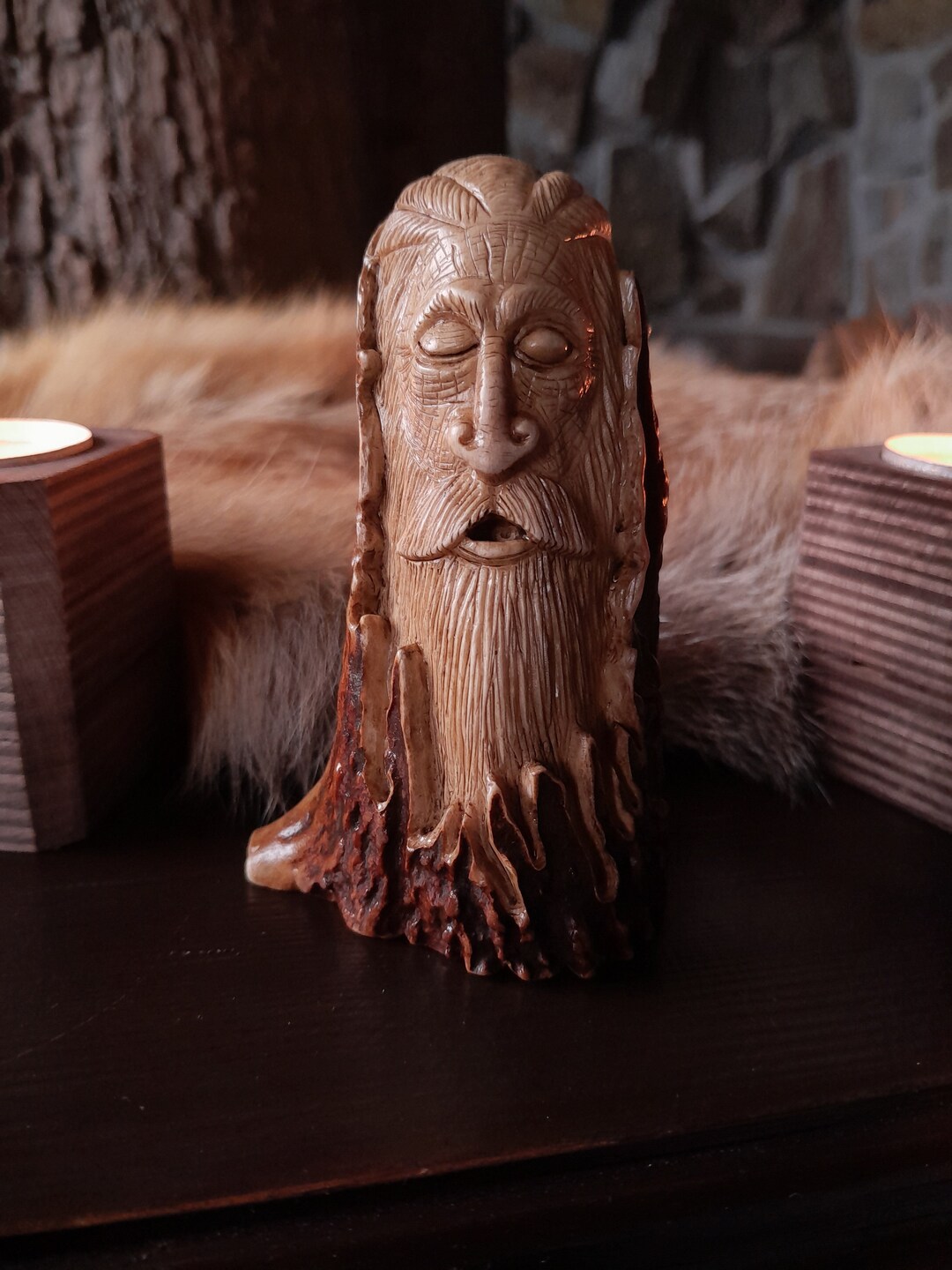 Hand-carved Scandinavian God Odin Statue. Figurine of Odin. Óðinn ...