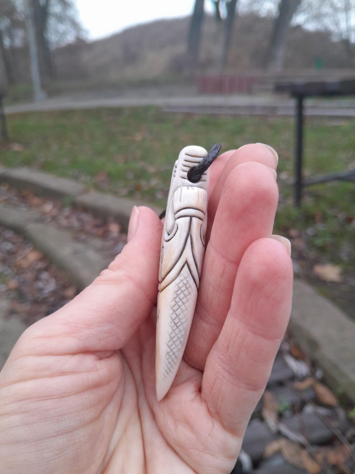 Dragon Head Moose Antler Amulet – Hand-carved Viking Pendant With Algiz ...