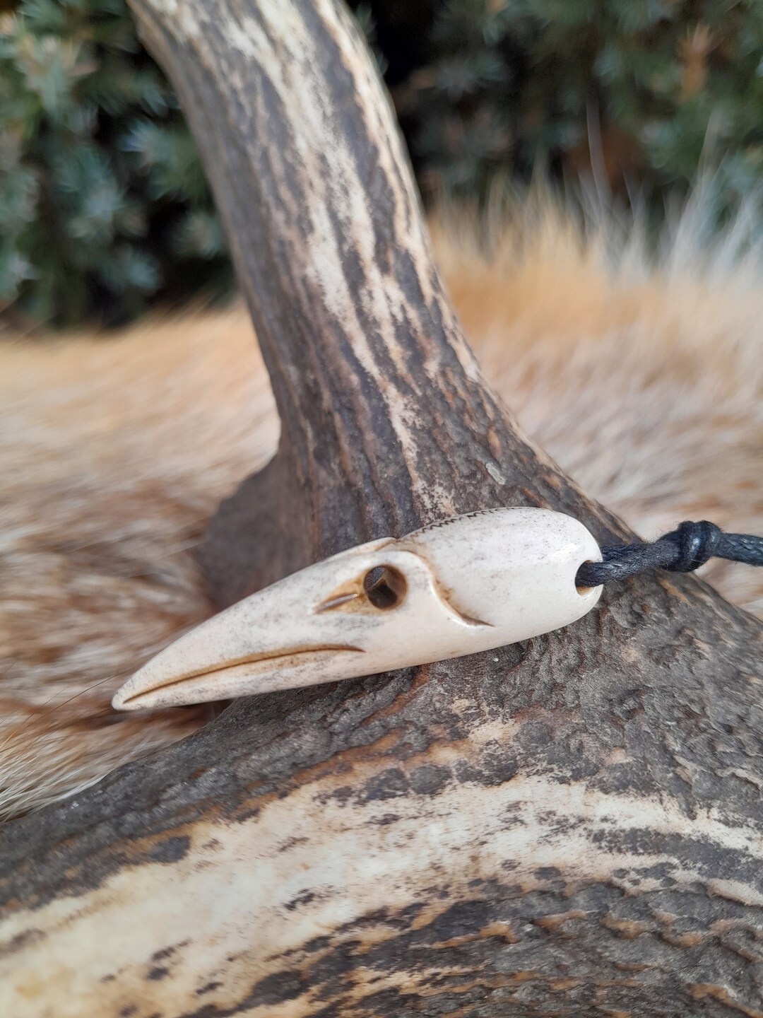Small Hand-carved Raven Skull Amulet. Viking, Celtic Jewelry. Huginn ...