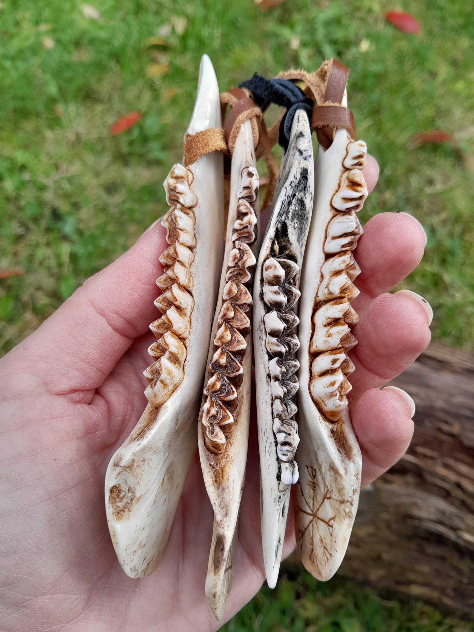 Helm of Awe Pendant | Norse Protection Amulet | Hand-carved Bone ...