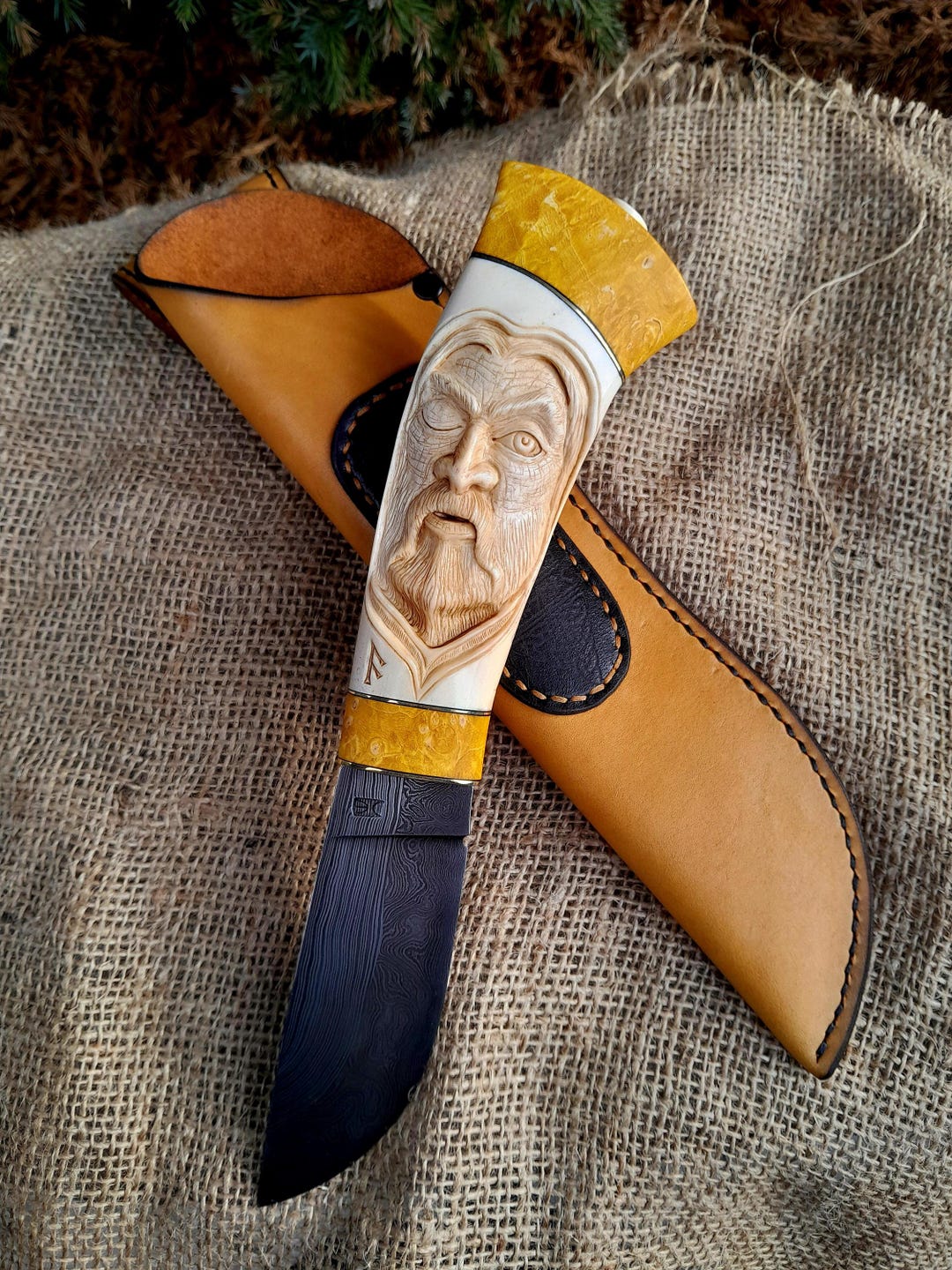 Norse Knife "odin With Raven and Valknut". Scandinavian God. Viking ...