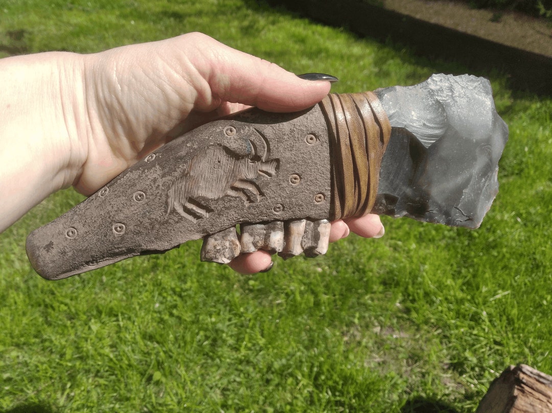 Massive Jaw Bone Dagger, Primitive Rustic Knife, Neolithic Stone Dagger ...