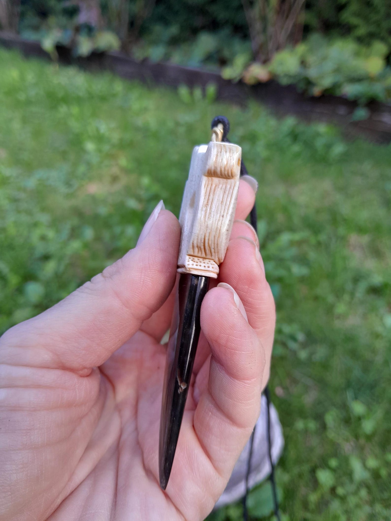 Viking Dragon Amulet, Hand-carved Moose Antler & Buffalo Horn Pendant ...