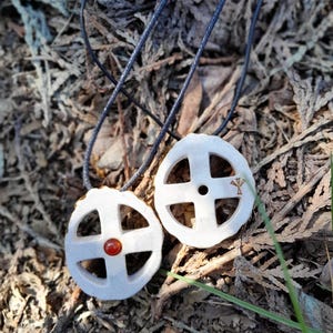 Moose Antler Hand-carved Solar Cross / Sun Cross Amulets With Carnelian ...