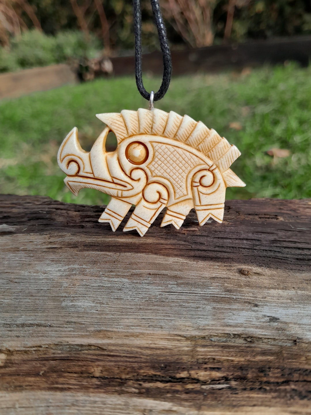 Gullinbursti Antler Hand-carved Amulet. Boar Jewelry. Inspired by ...