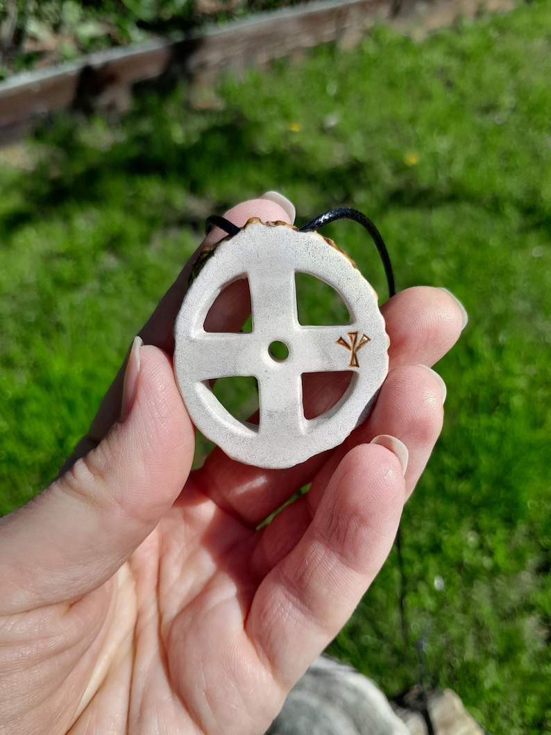 Moose Antler Hand-carved Solar Cross / Sun Cross Amulets With Carnelian ...