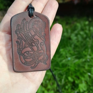 Handmade Viking Leather Amulet, Brown/black Norse Jewelry. Celtic ...