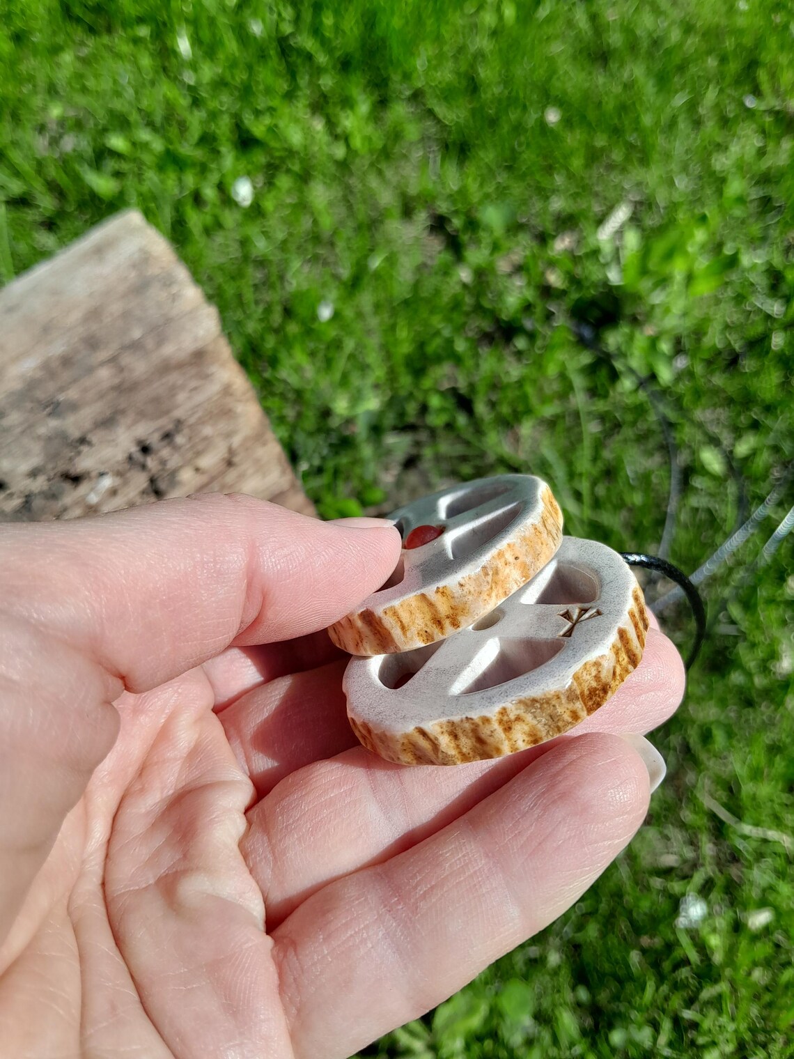 Moose Antler Hand-carved Solar Cross / Sun Cross Amulets With Carnelian ...