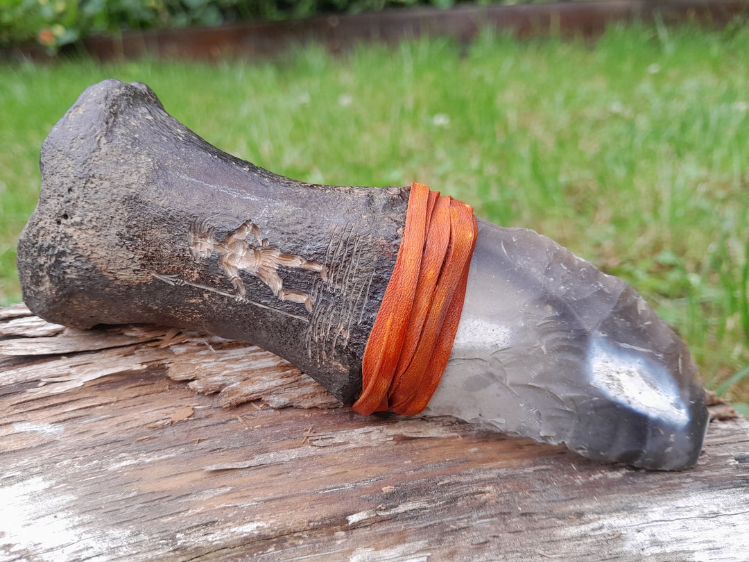 Stone Age Knife With the Flint Blade. Primitive, Pagan Tool. Primitive ...
