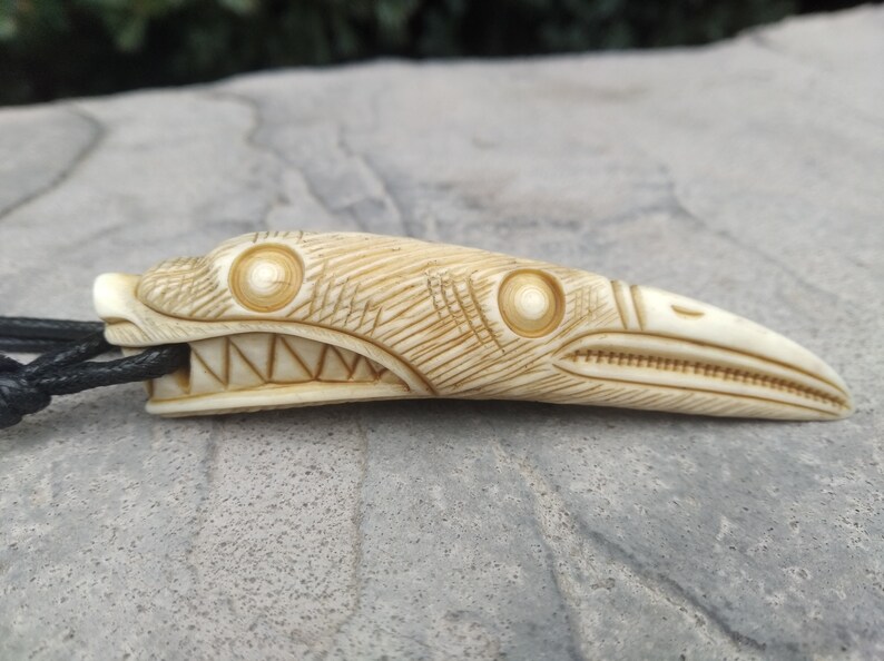 Hand Carved Dragon / Odin Raven Amulet Viking Pagan Totemic - Etsy