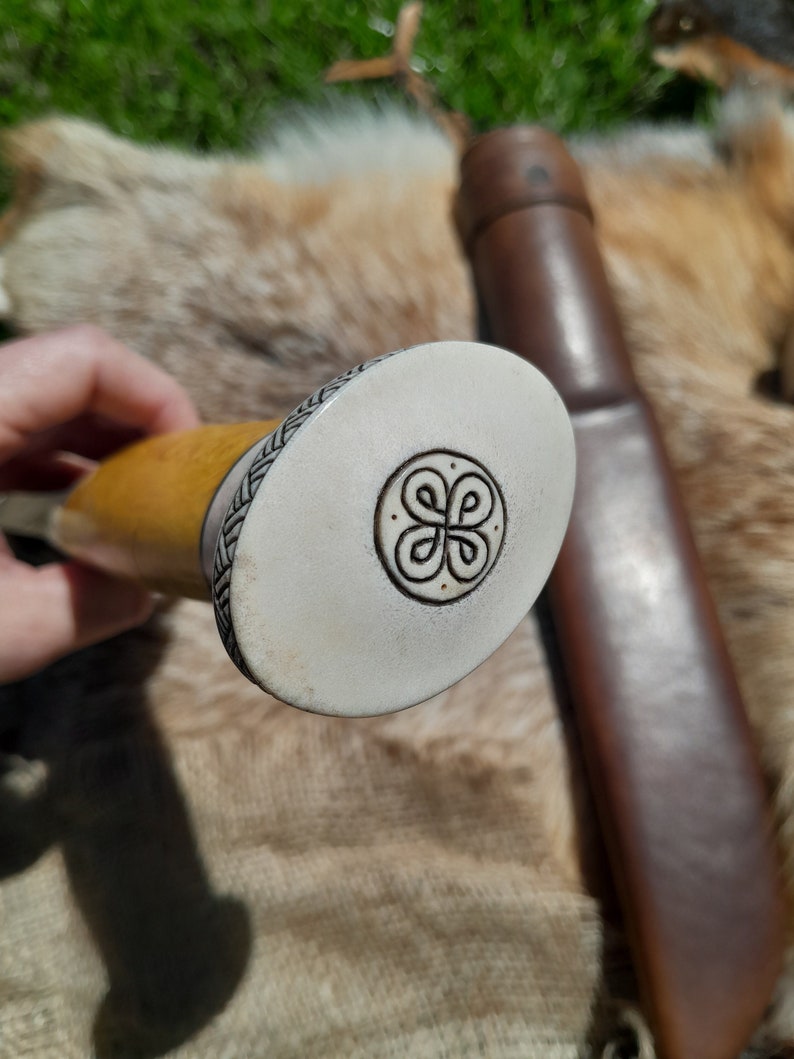 Handmade Big Leuku Knife. Sami Knife. Nordic Puukko Knife With Leather ...