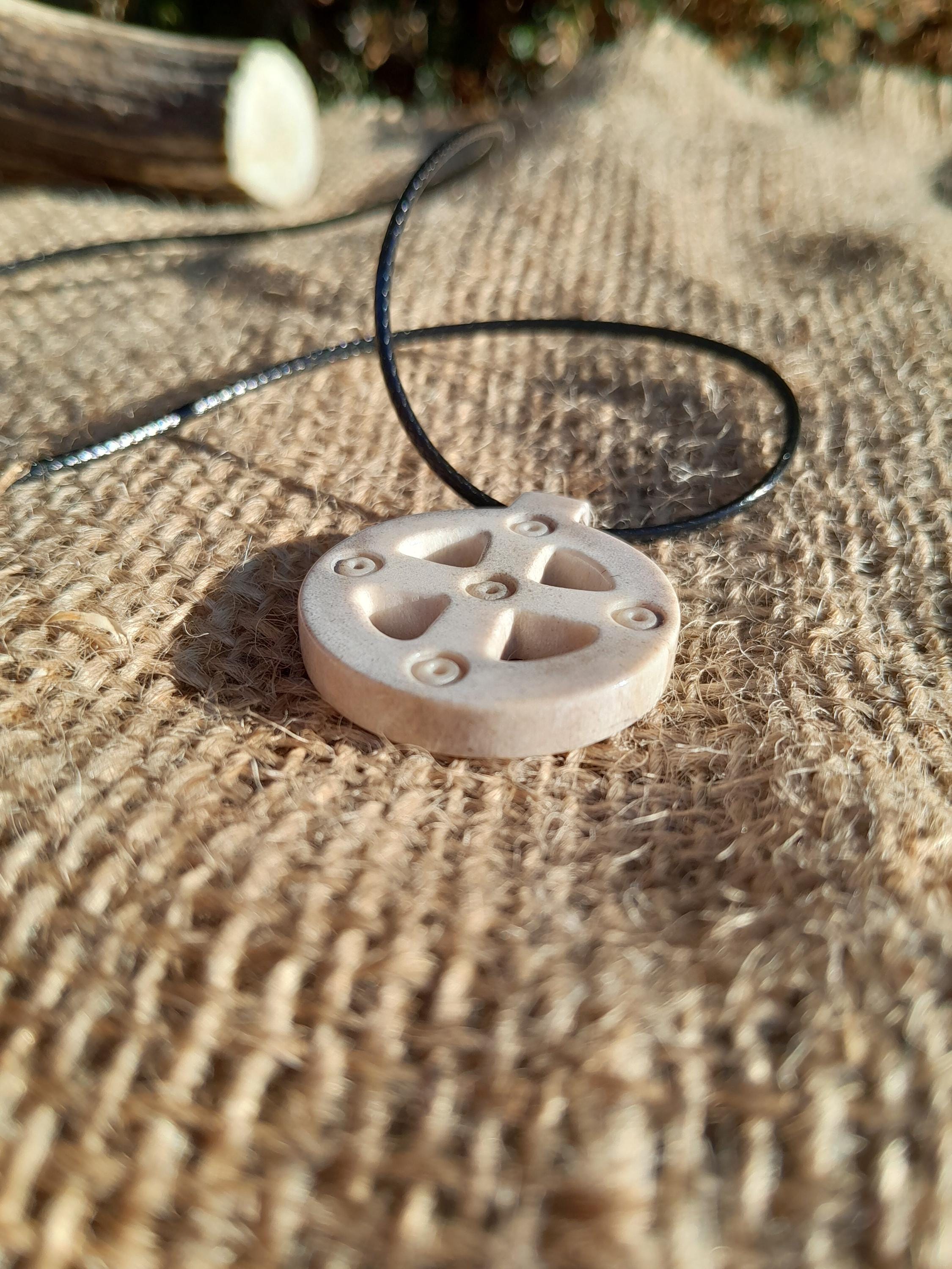 Handmade Sun Wheel Pendant сarved From Moose Antler – Viking Amulet ...