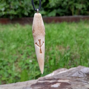 Hand-carved From Moose Antler - Viking Wolf Head Amulet Necklace With ...