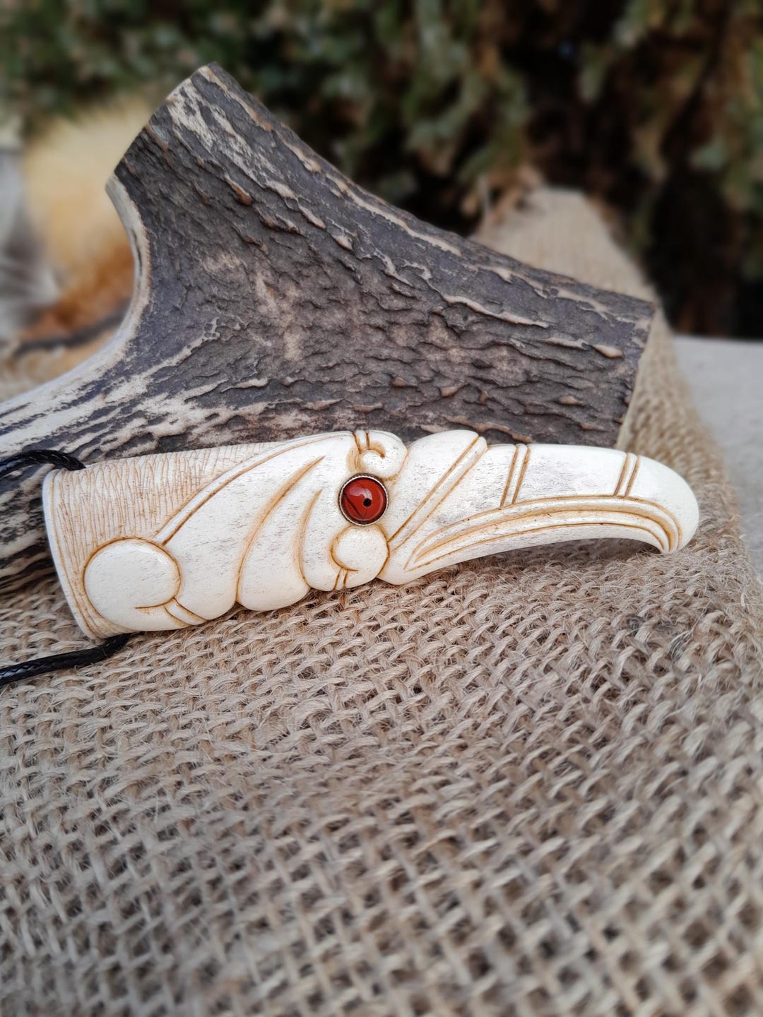 Viking Raven Amulet With Red Eyes and Inguz Rune. Odin’s Raven Head ...