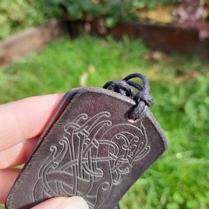 Handmade Viking Leather Amulet, Brown/black Norse Jewelry. Celtic ...