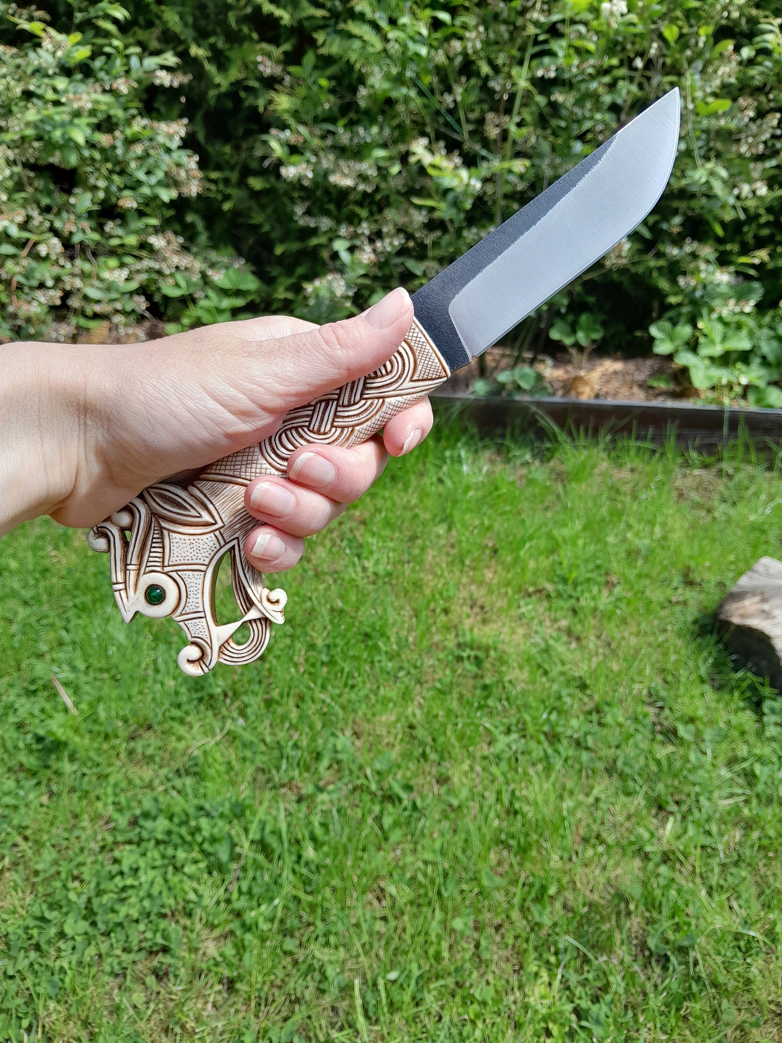 Unique Vikings Knife \ Seax With Leather Sheath. Hand-carved Dragon ...