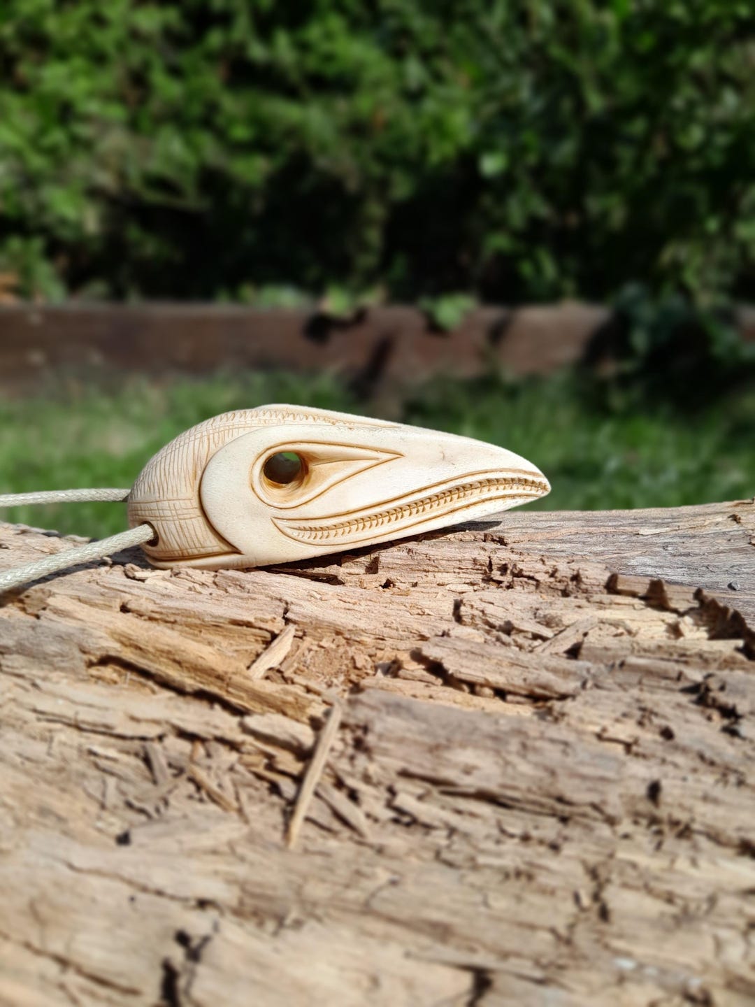 Hand-carved Viking Raven Amulet. Odins Raven. Huginn, Muninn. Bird ...