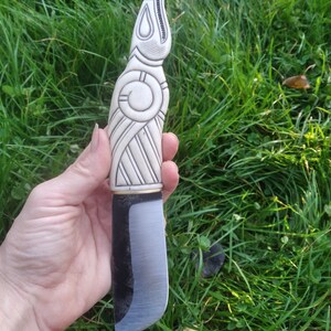 Handmade Viking Raven Knife, Celtic Art, Bone Handle, Leather Sheath - Etsy