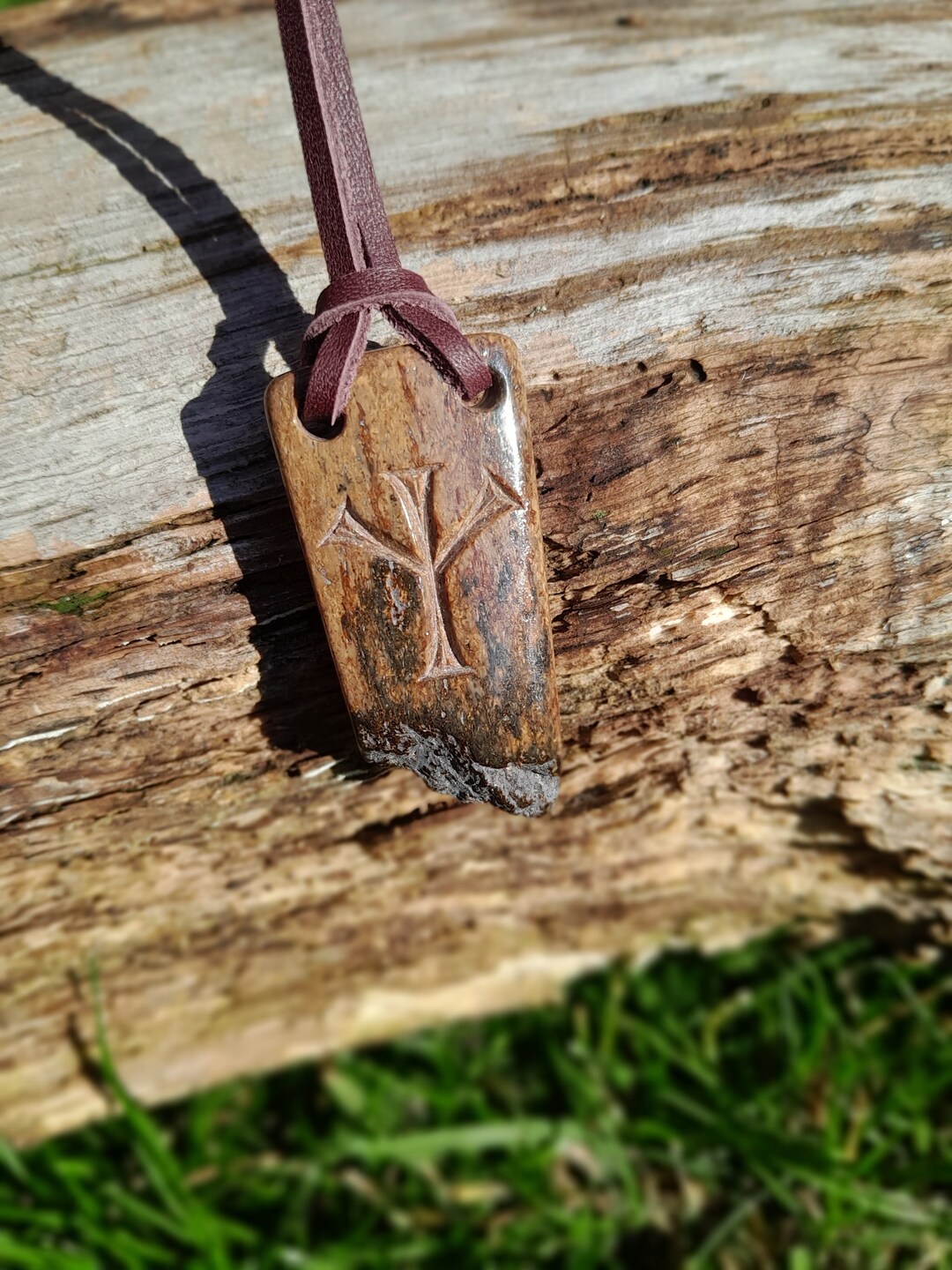 Algiz Rune Bone Pendant. Powerful Amulet. Ancient Scandinavian Symbol ...