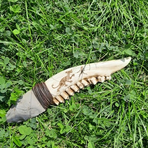 Ritual, Shamanic Long Knife. Neolithic Stone Dagger With Jawbone Handle ...