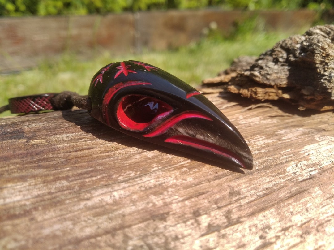 Odin Raven Skull Amulet With Helm of Awe Symbol. Viking Black Raven ...