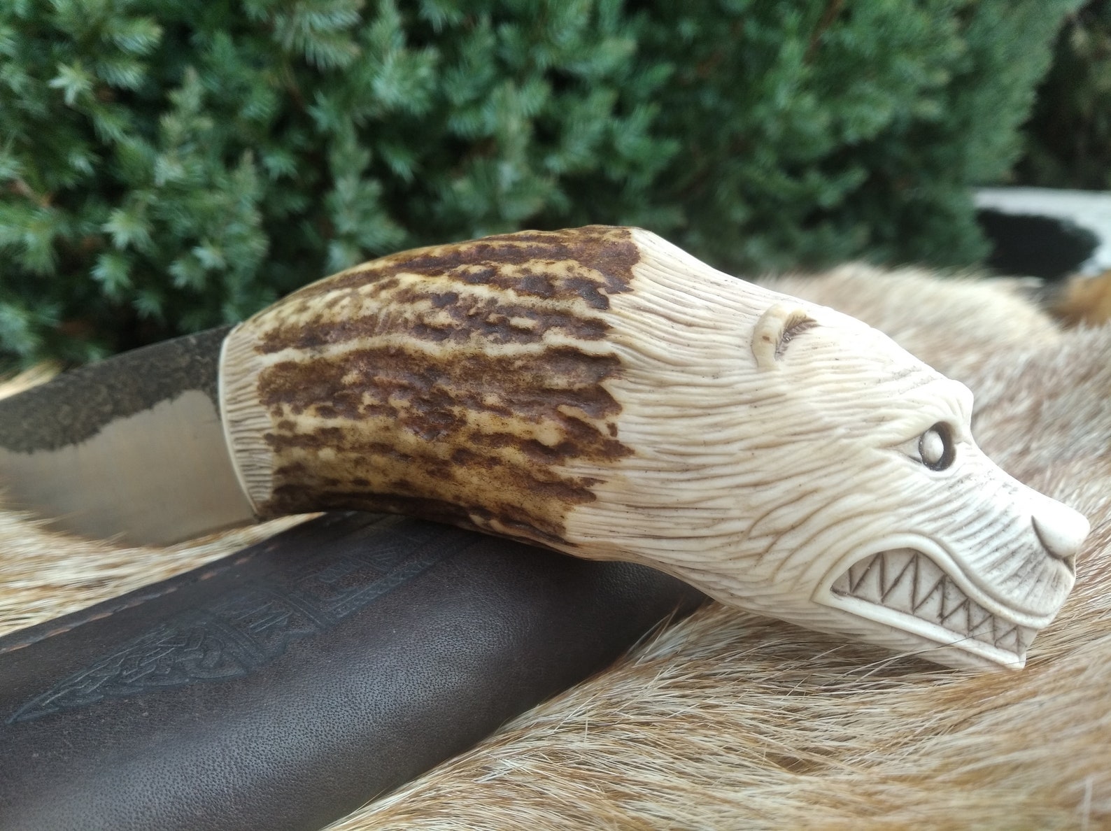 Unique Viking Hand-forged Knife With Bear Head, Berserker Warrior ...