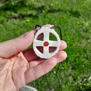 Moose Antler Hand-carved Solar Cross / Sun Cross Amulets With Carnelian ...