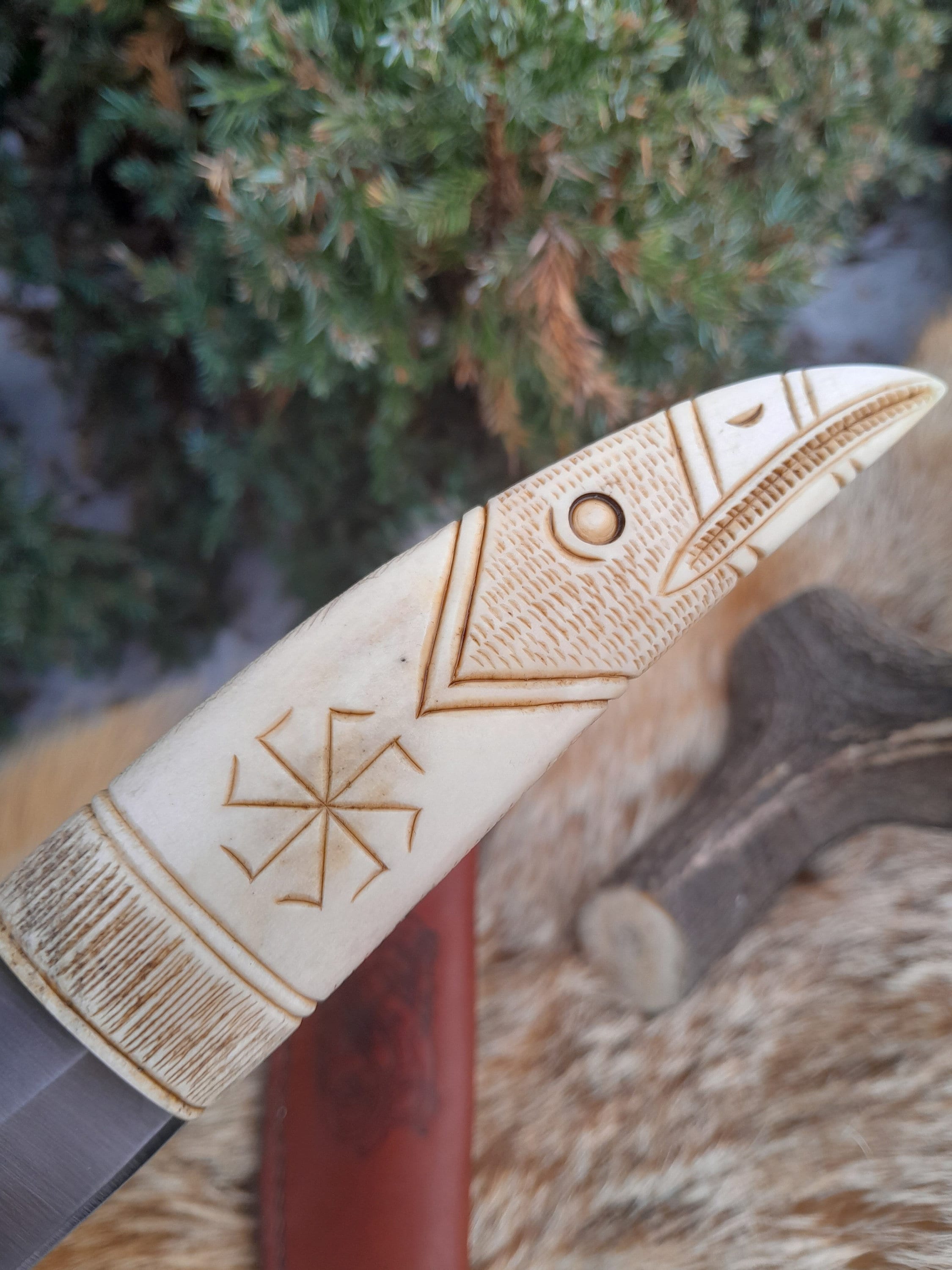 Norse Knife With Raven Head. Viking, Nordic Motifs. Odin's Ravens ...