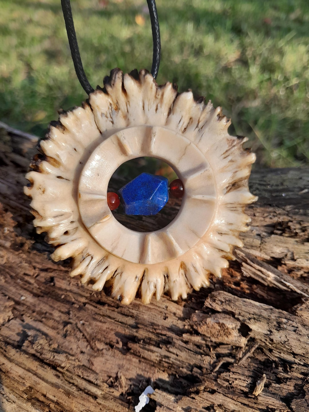 Viking Runes Circle Amulet With Lapis Lazuli and Carnelian Stones ...