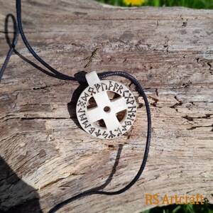 Hand-carved Norse, Viking Solar Cross Pendant With Elder Futhark Ring ...