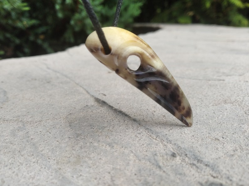 Hand-carved Viking Raven Skull Amulet With Kolovrat Heathen | Etsy