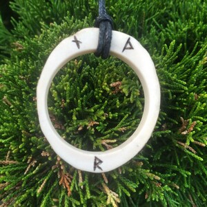 Viking Rune Ring Necklace, Runes Circle Pendant, Runic Wheel Amulet ...