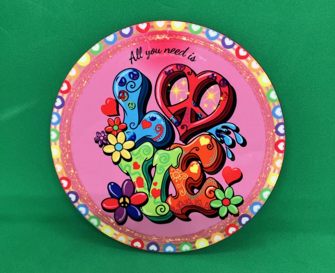 Loved Themed Round Drinks Coaster - Hippy Flower - 60s - Festival Vibe ...