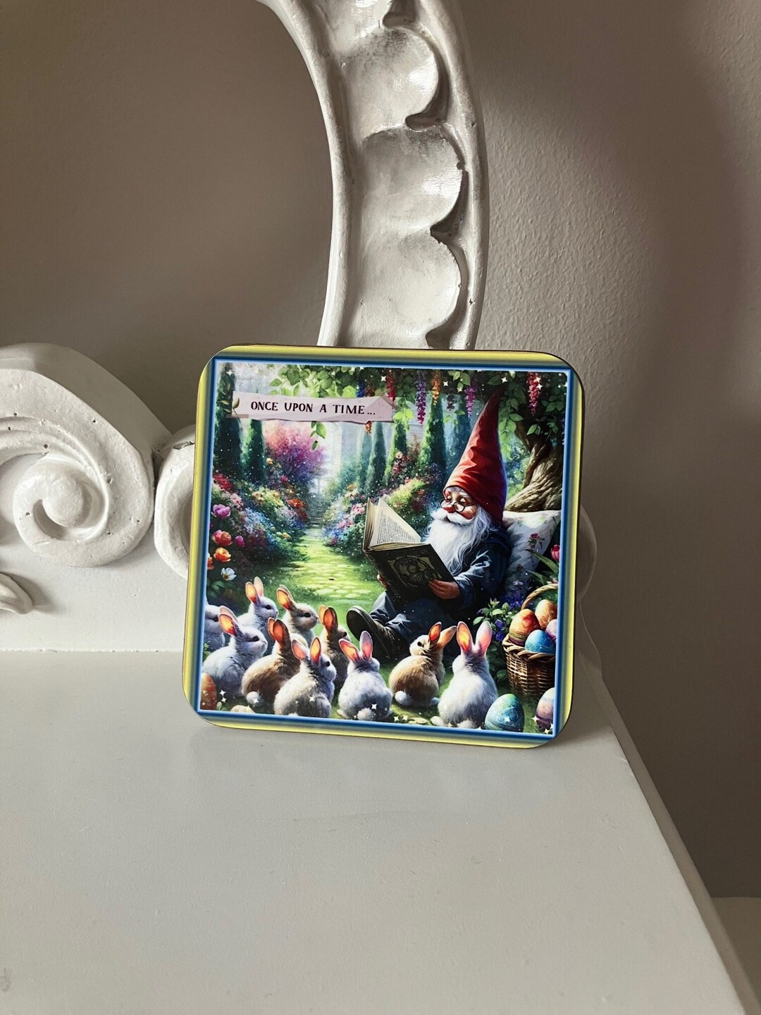 Easter Bunny Tales Drinks Coaster Easter Coasters Wood Square Coasters ...