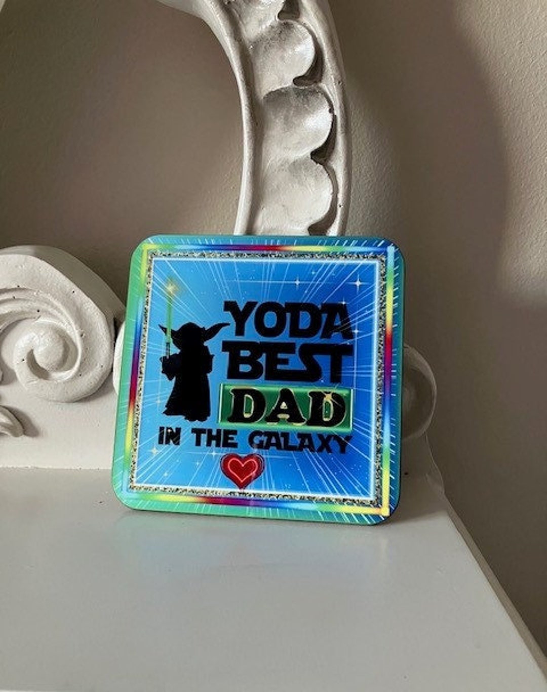 Father's Day Coaster Star Wars Theme Yoda Best Dad Gift Father's Day ...